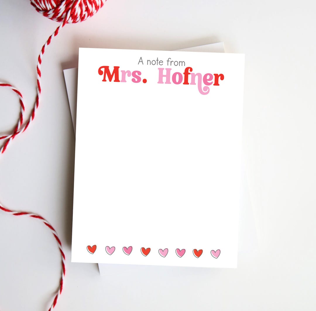 Valentine Gift for Teachers, Teacher Notepad, Personalized Teacher ...