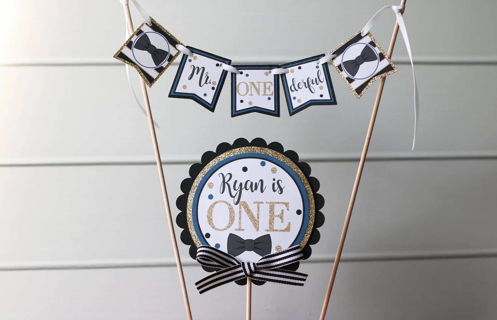 Mr. Onederful Cake Topper Set - Little Gentleman Cake Bunting & Topper ...