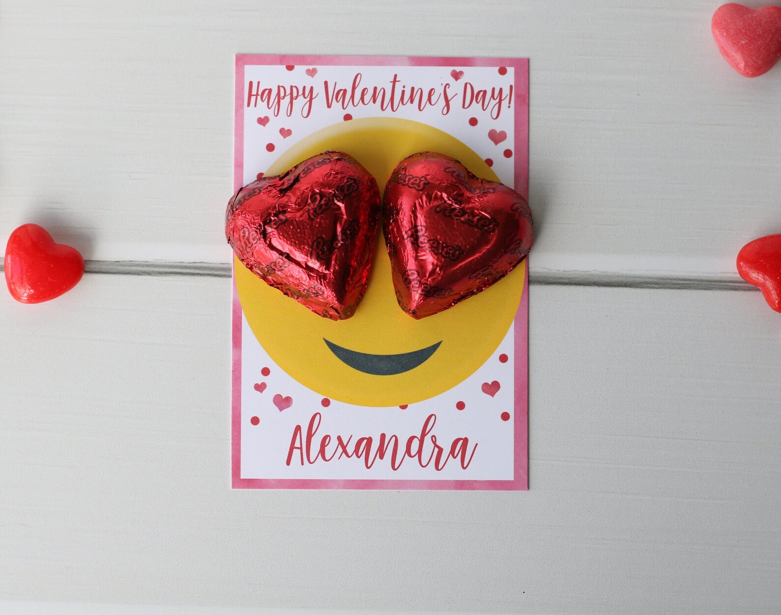 Emoji Valentine Printable Heart Eyes Emoji Valentine Candy - Etsy