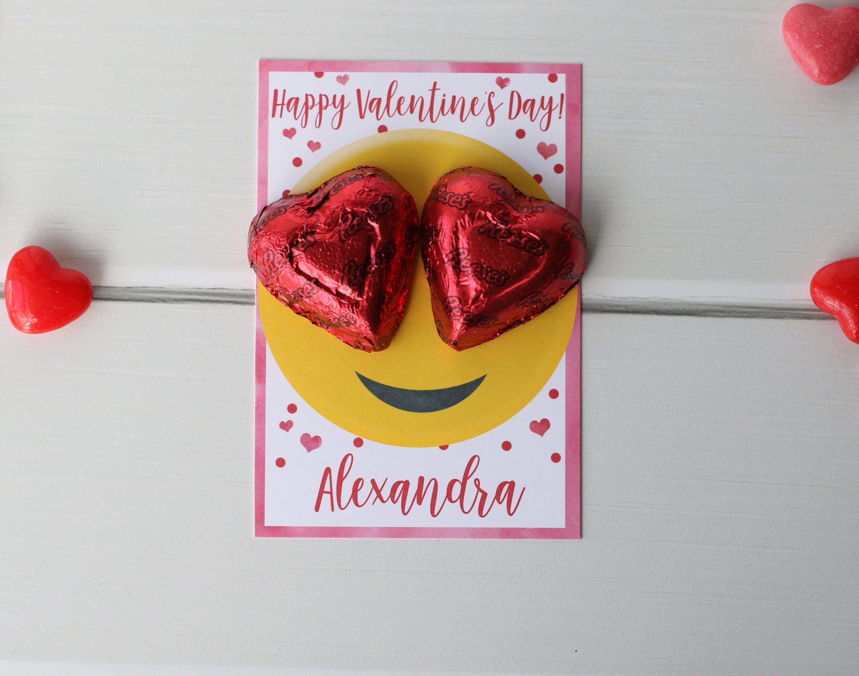 Emoji Valentine, Printable Heart Eyes Emoji Valentine, Candy Valentine ...