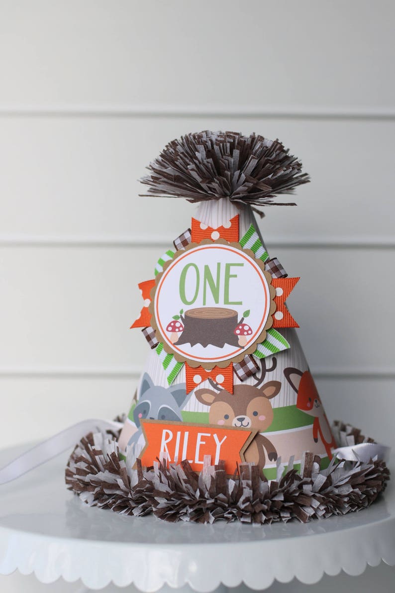Woodland Animals Birthday Hat Fox Deer Raccoon Birthday | Etsy