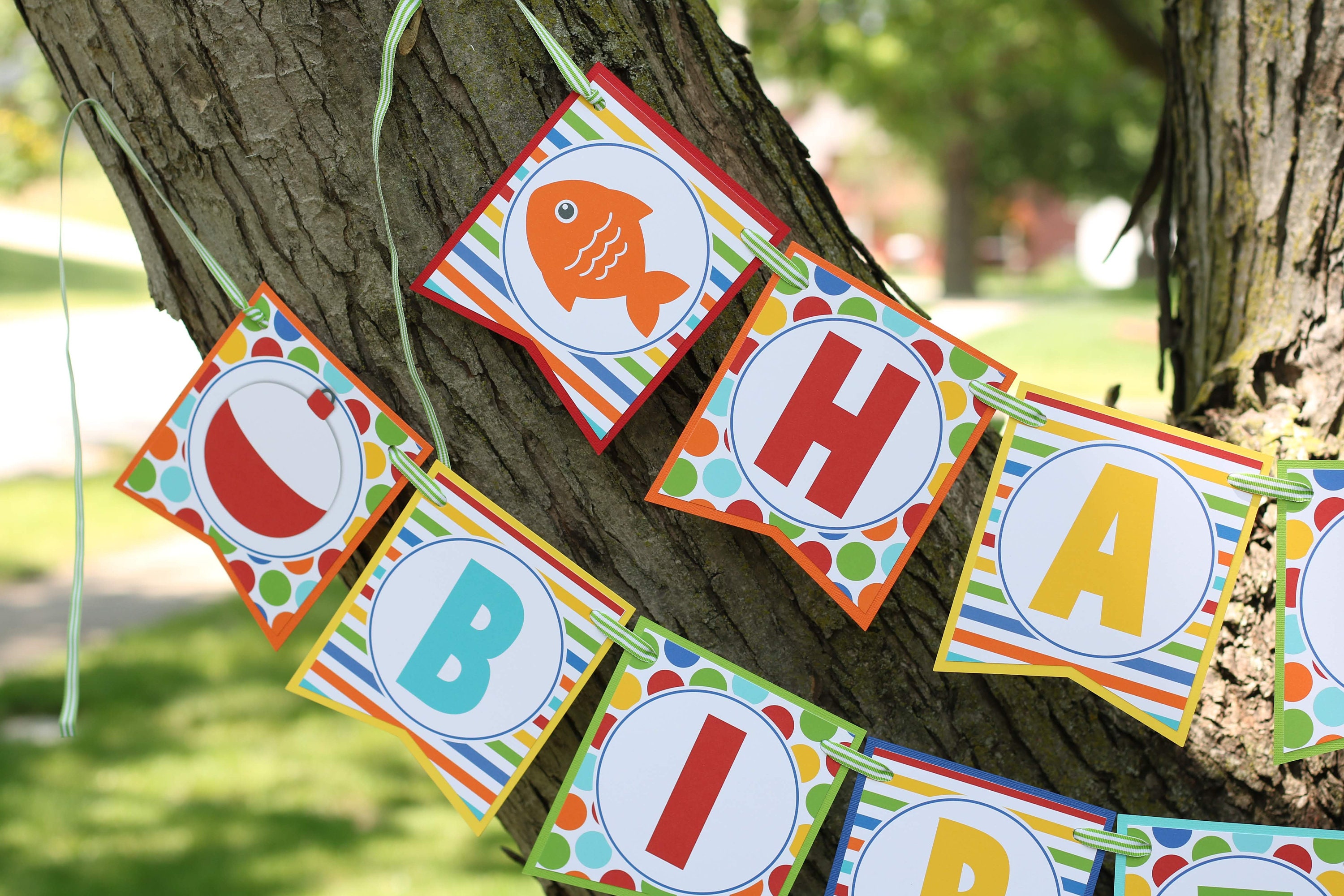 Fishing Birthday Banner Bright Colors Fishing Birthday | Etsy