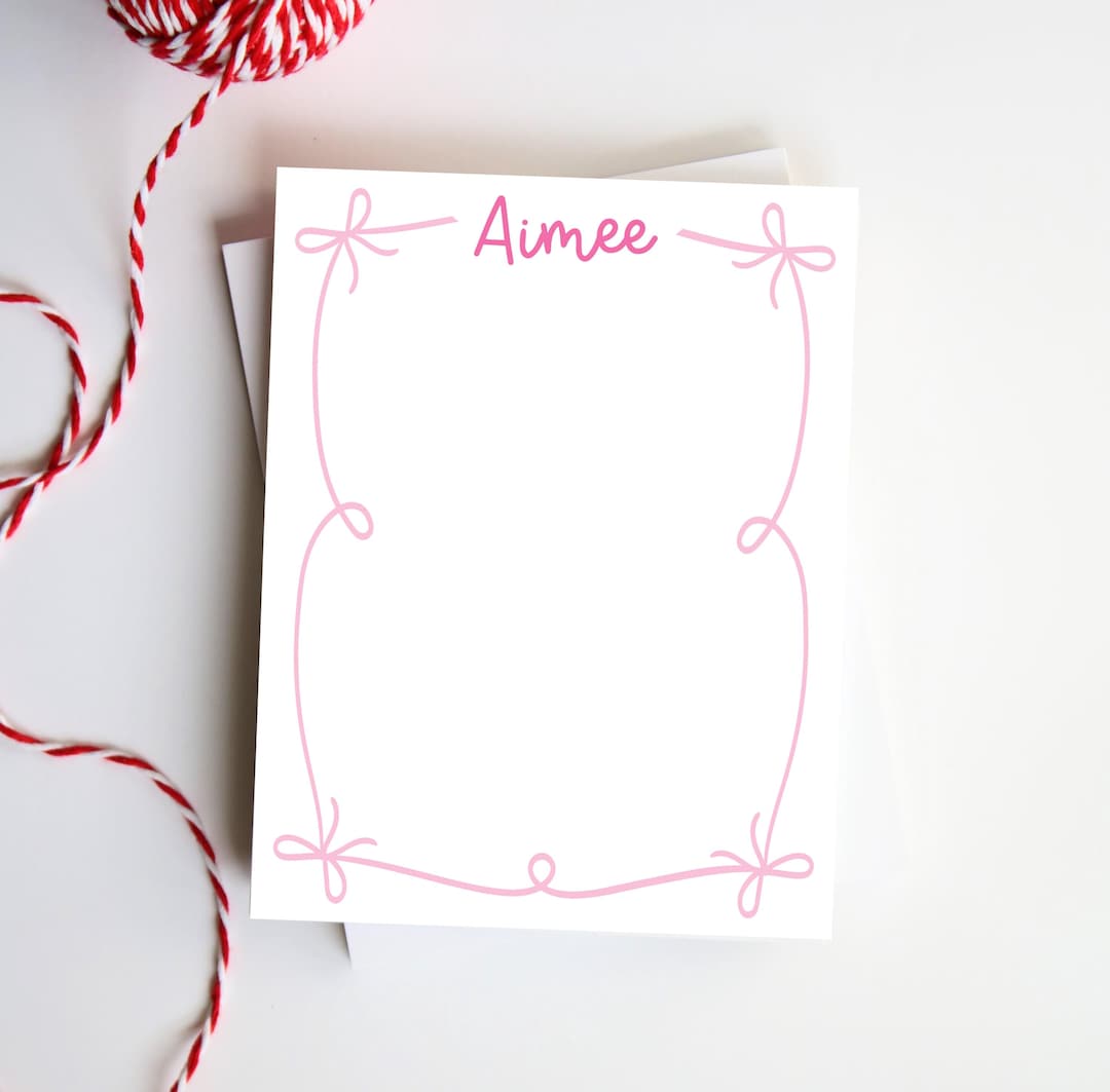 Coquette Bow Notepad Gift, Personalized Notepad Stationery for Teacher ...