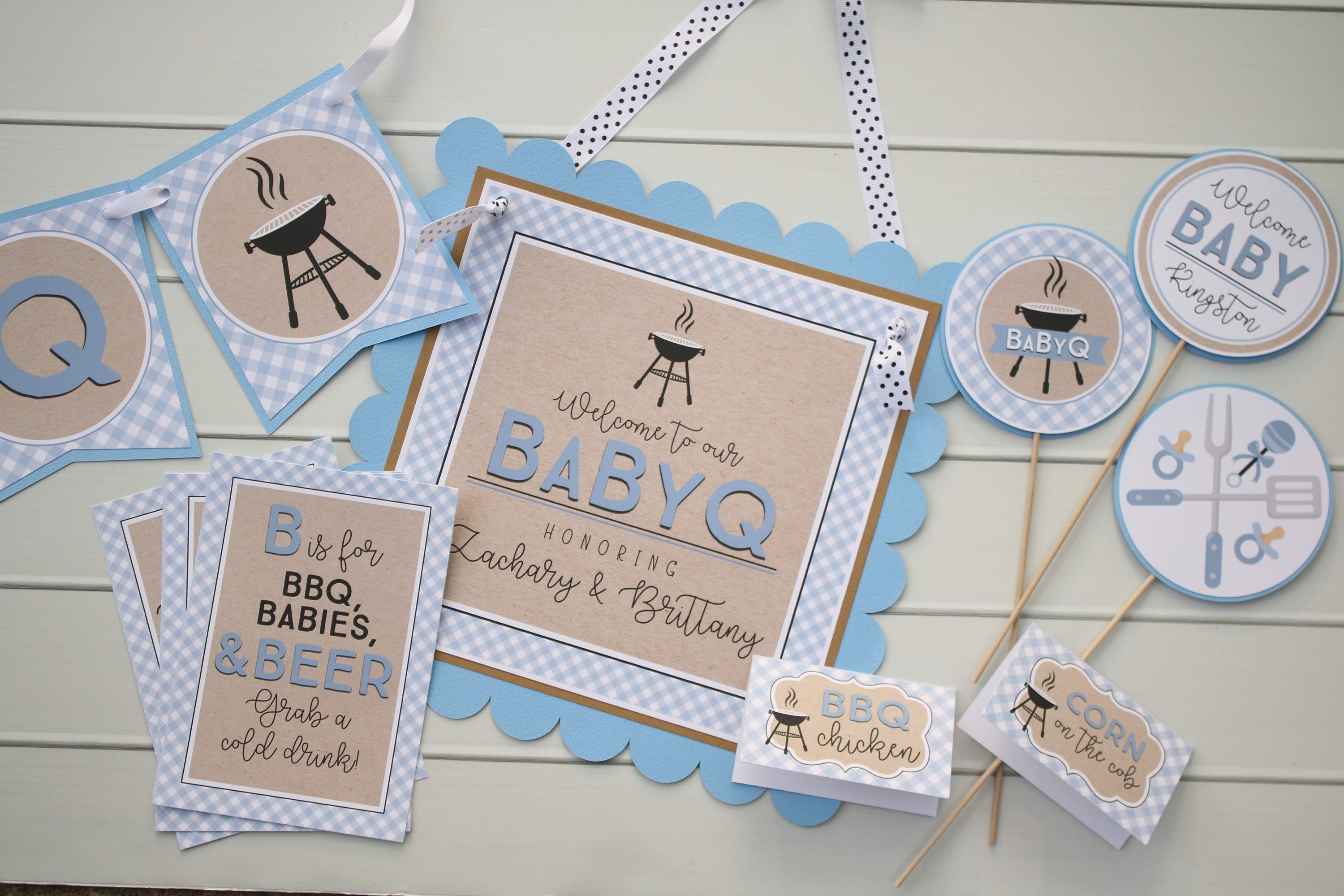 Baby-q Baby Shower Banner Light Blue BBQ Baby Shower Coed - Etsy
