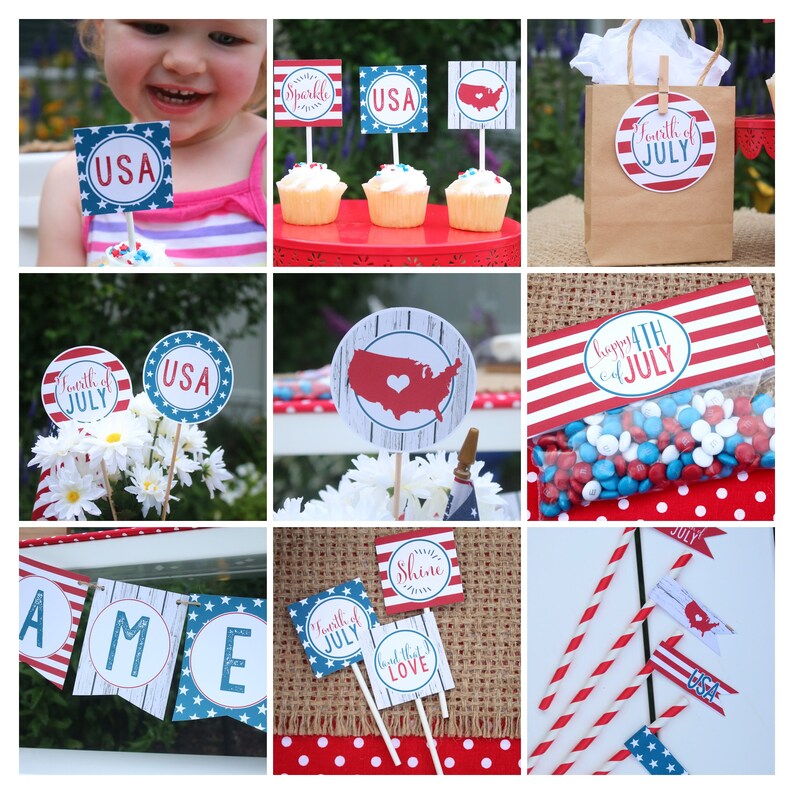 Fourth of July Printable Party Package 4th of July Patriotic - Etsy