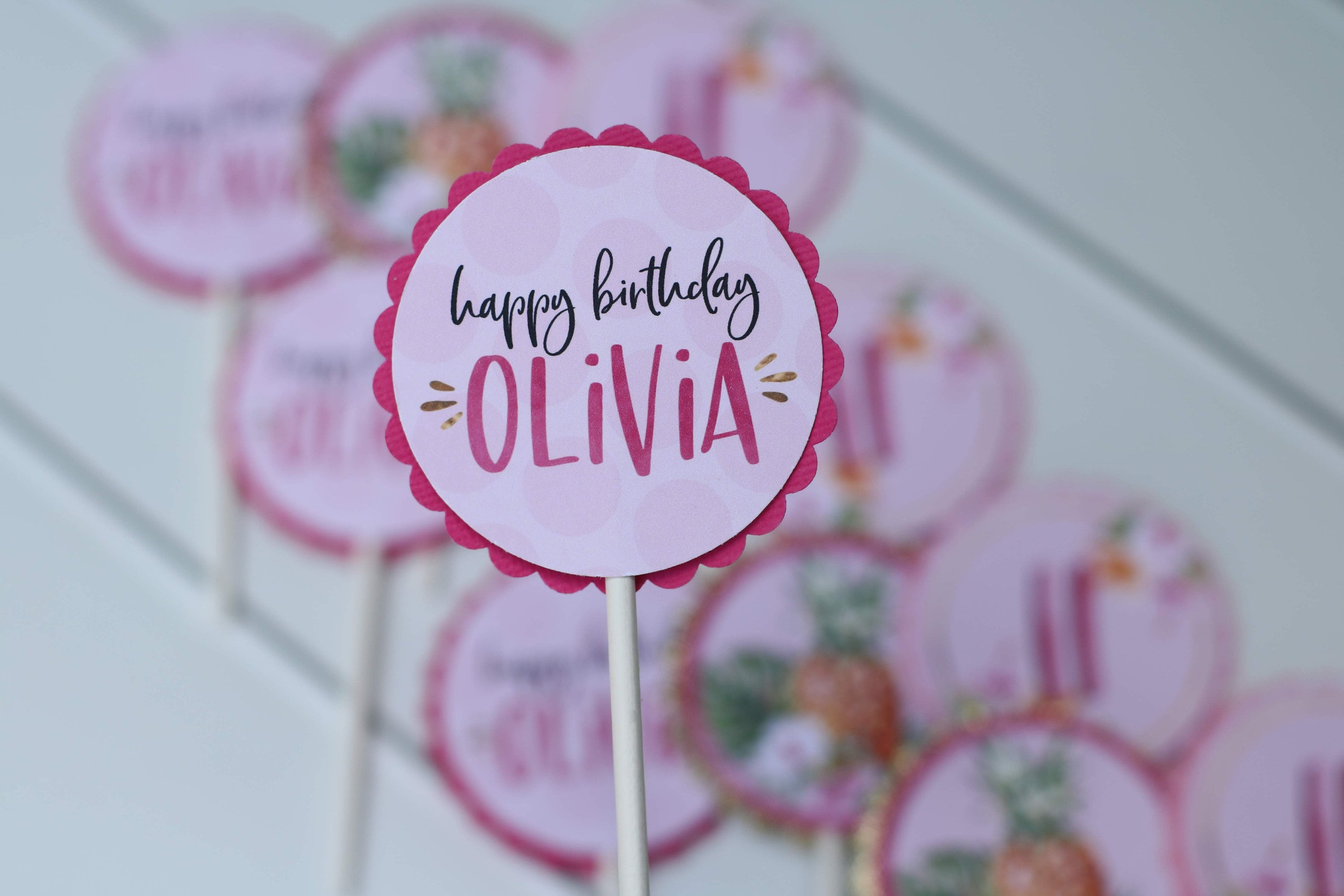 Pineapple Birthday Cupcake Toppers - Party Like a Pineapple Birthday ...