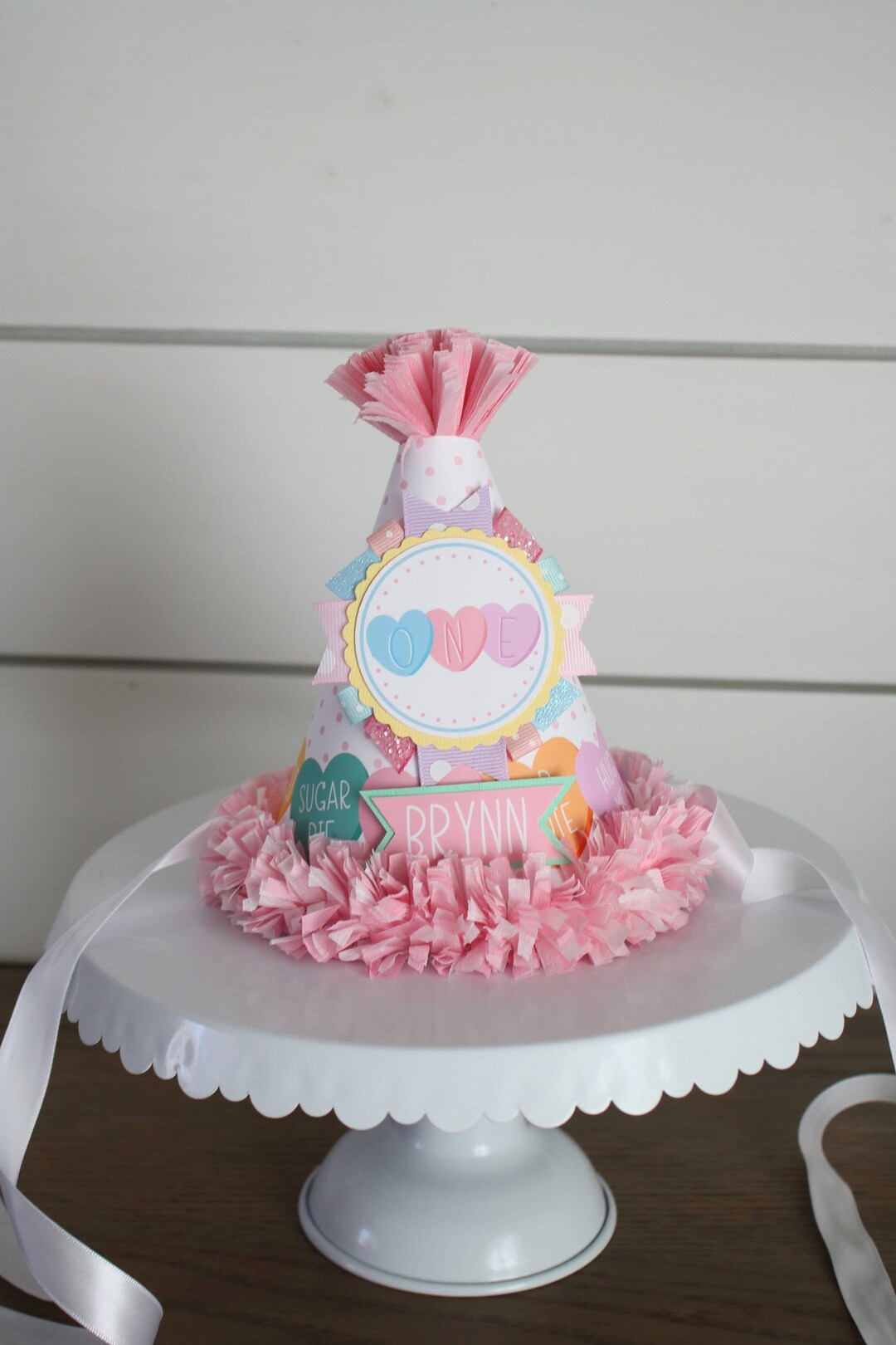 Conversation Heart First Birthday Party Hat, Valentine First Birthday ...