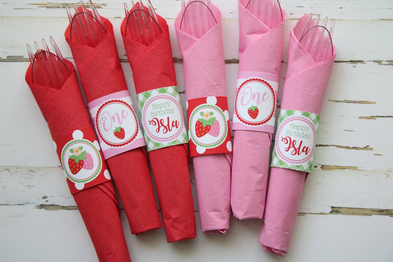 Strawberry Birthday Cutlery Sets, Berry First Birthday Silverware Sets ...