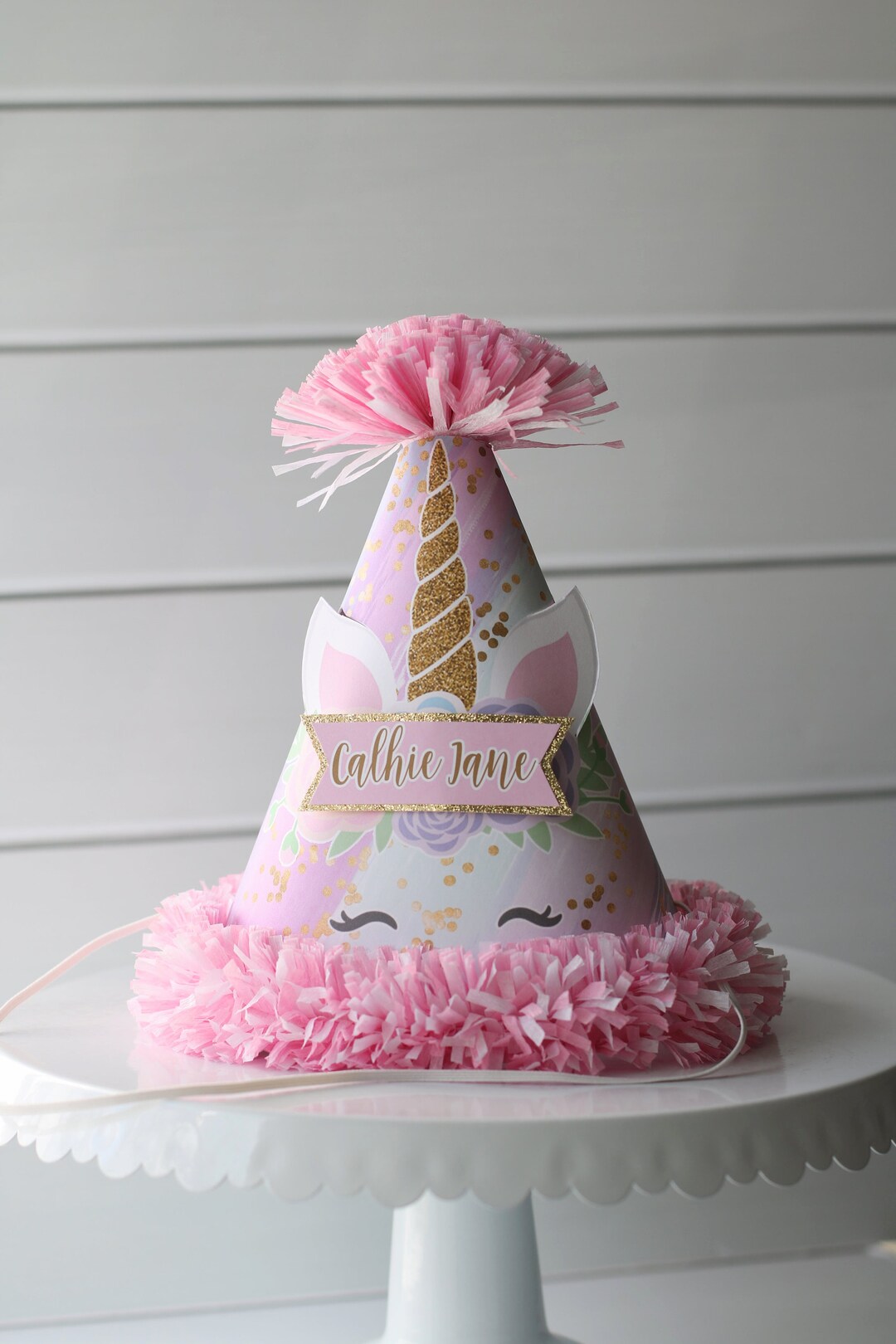 Unicorn Birthday Hat, Pastel Pink Purple Glitter Gold, Birthday Party ...
