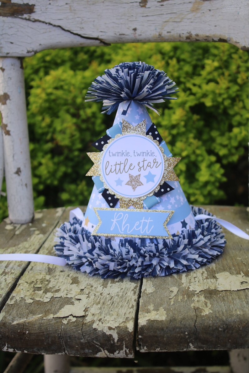 Twinkle Star Party Hat Boy - First Birthday Party Hat - Twinkle Twinkle ...