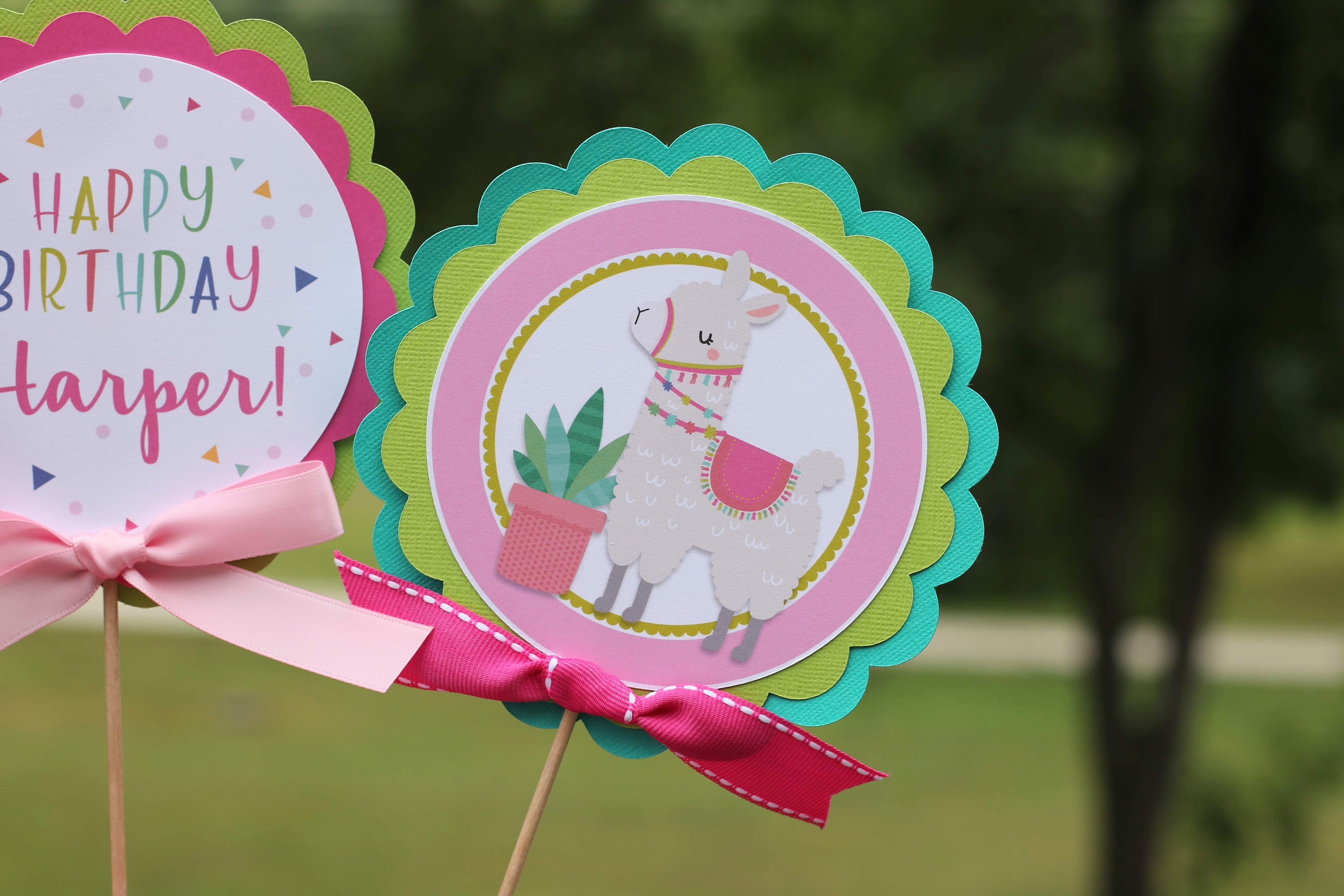 Llama Cactus Birthday Centerpiece Sticks Fiesta Llama Party | Etsy