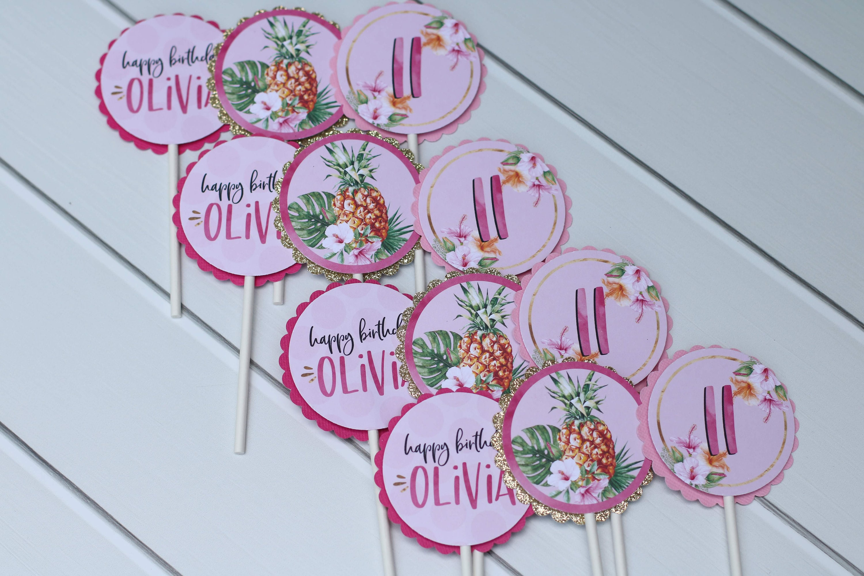 Pineapple Birthday Cupcake Toppers Party Like a Pineapple - Etsy