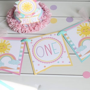 Rainbow Sunshine FIRST BIRTHDAY Package - High Chair Banner, Monthly ...