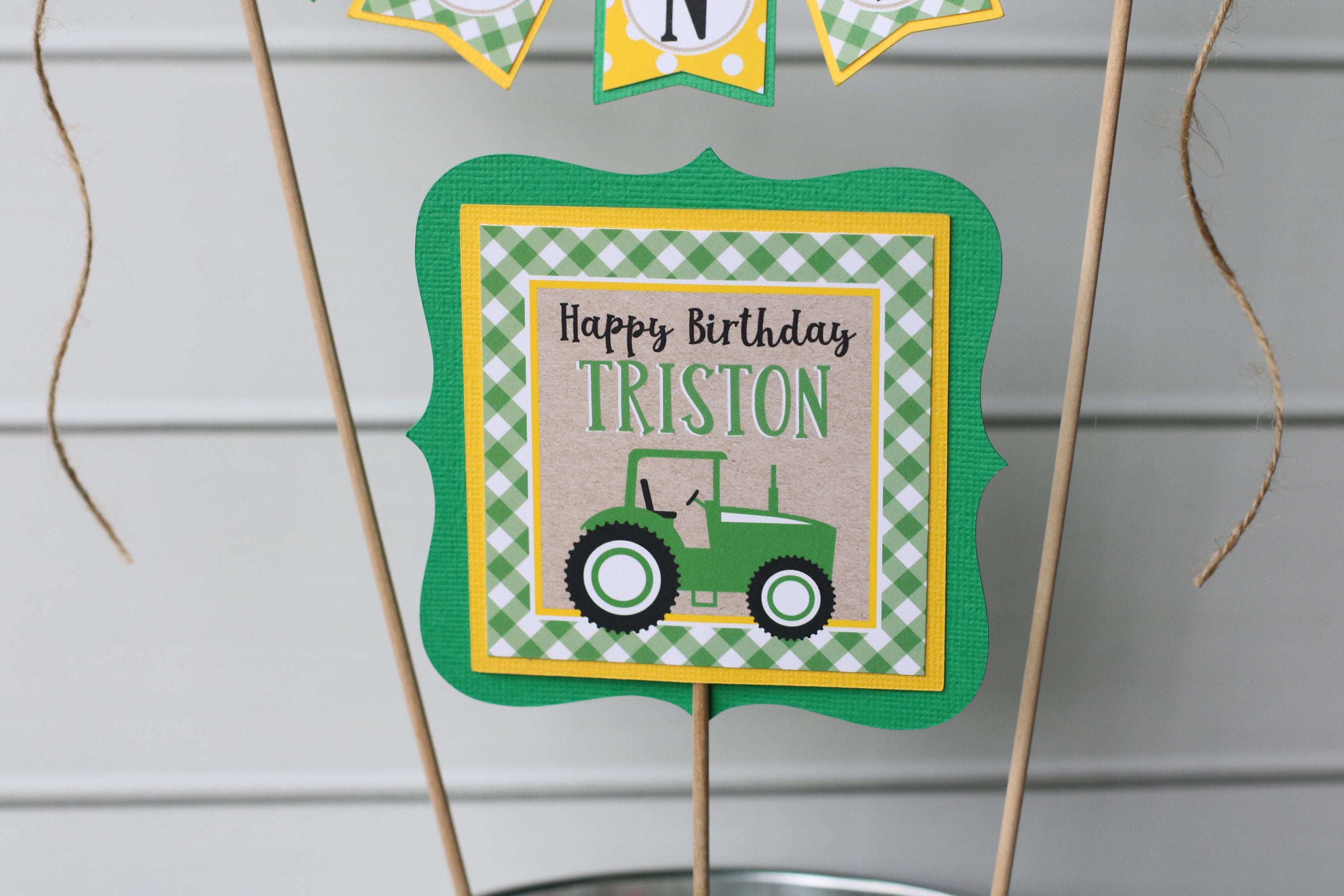 Green Tractor Cake Topper Set Cake Bunting & Topper Set - Etsy