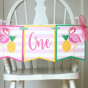 Flamingos & Pineapples High Chair Banner - Flamingo Pineapple Tropical ...