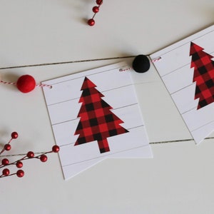 Christmas Banner, Farmhouse Christmas Felt Ball Banner, Buffalo Plaid ...