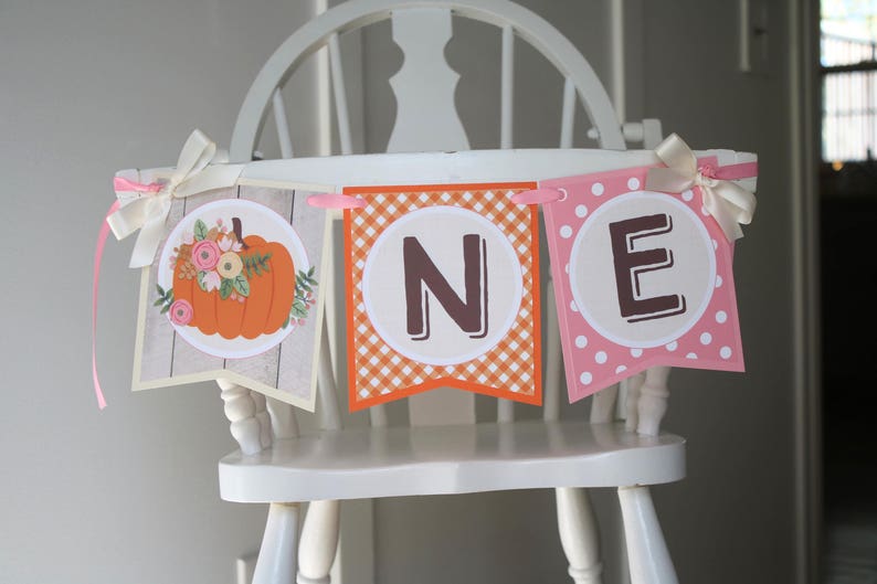 PUMPKINS & ROSES High Chair Banner Girly Pink Pumpkin | Etsy