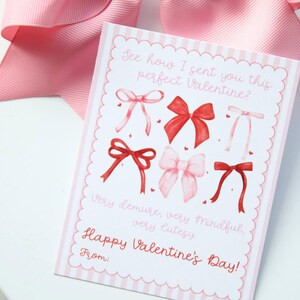 Bow Valentine, Printable Valentine Cards, Demure & Cutesy Class ...