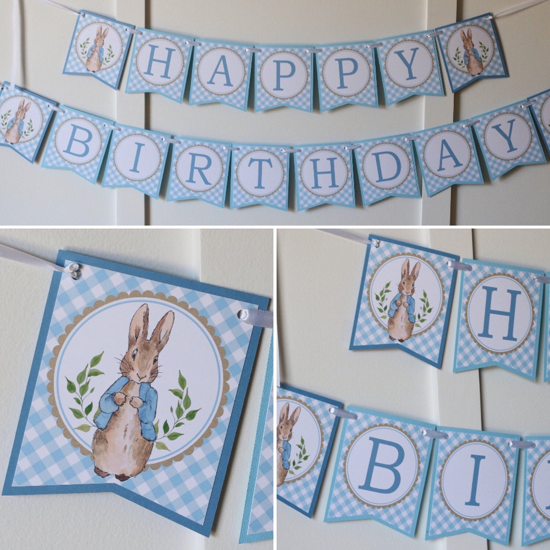 Peter Rabbit Birthday Banner - Little Bunny Birthday Decorations Fully ...