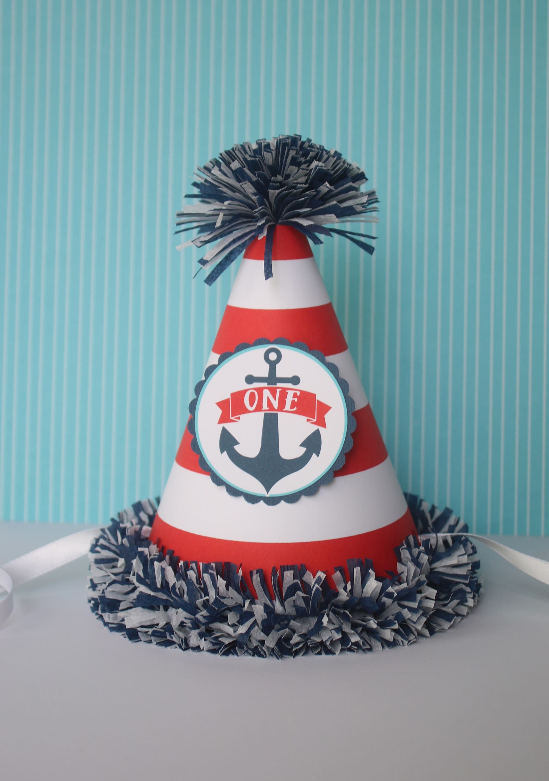 Nautical Birthday Party Hat - Nautical Anchors Birthday - Boy First ...