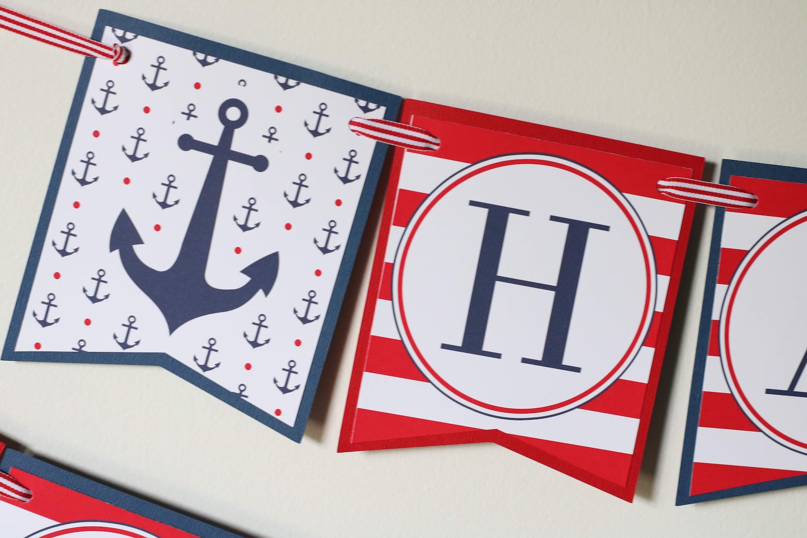 Nautical Birthday Banner Nautical Anchors Happy Birthday - Etsy