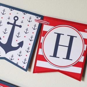 Nautical Birthday Banner - Nautical Anchors Happy Birthday Banner ...