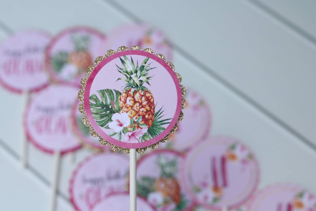 Pineapple Birthday Cupcake Toppers - Party Like a Pineapple Birthday ...