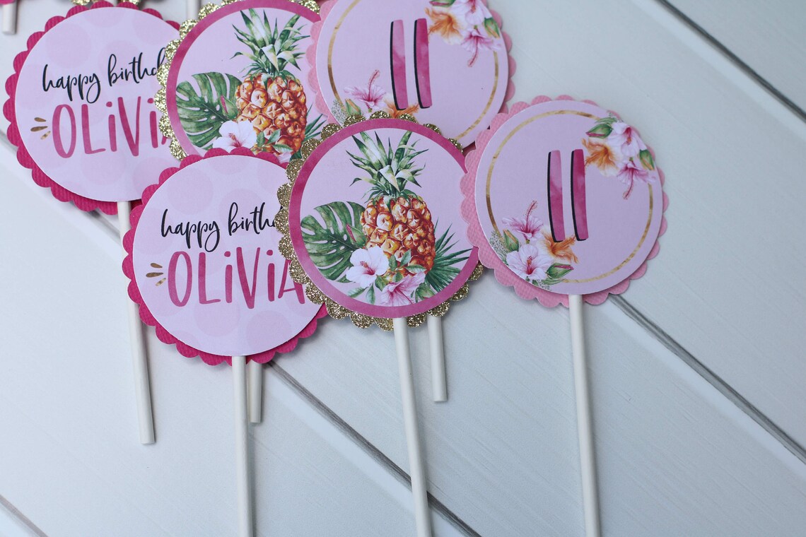 Pineapple Birthday Cupcake Toppers Party Like a Pineapple - Etsy