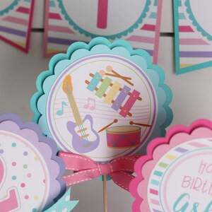Music Birthday Centerpiece Sticks, Girly Musical Instruments Table ...