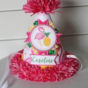 Flamingo Pineapple First Birthday Party Hat - Tropical Summer Birthday ...