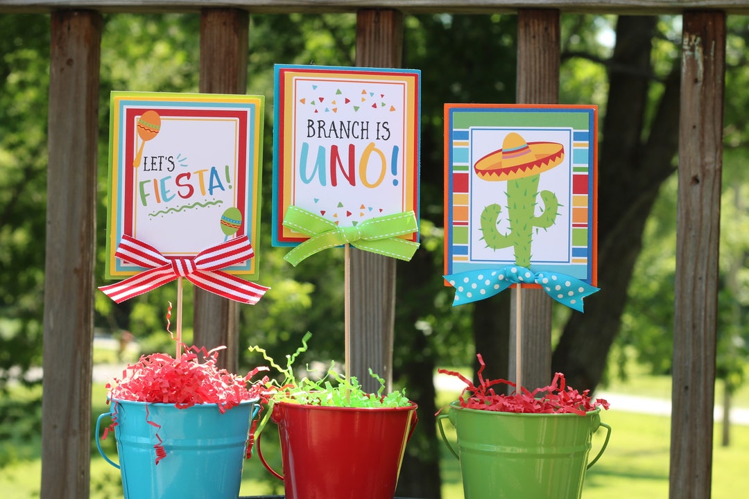 Fiesta Birthday Centerpiece Sticks, Cactus Party Decorations, My First ...