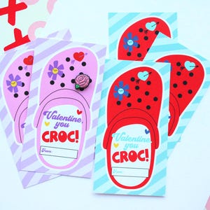 Crocs Valentine, Printable Valentine Cards, Croc Charm Valentines ...