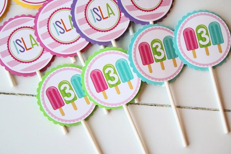 Popsicle First Birthday Cupcake Toppers, Popsicle Birthday Party, Ice ...