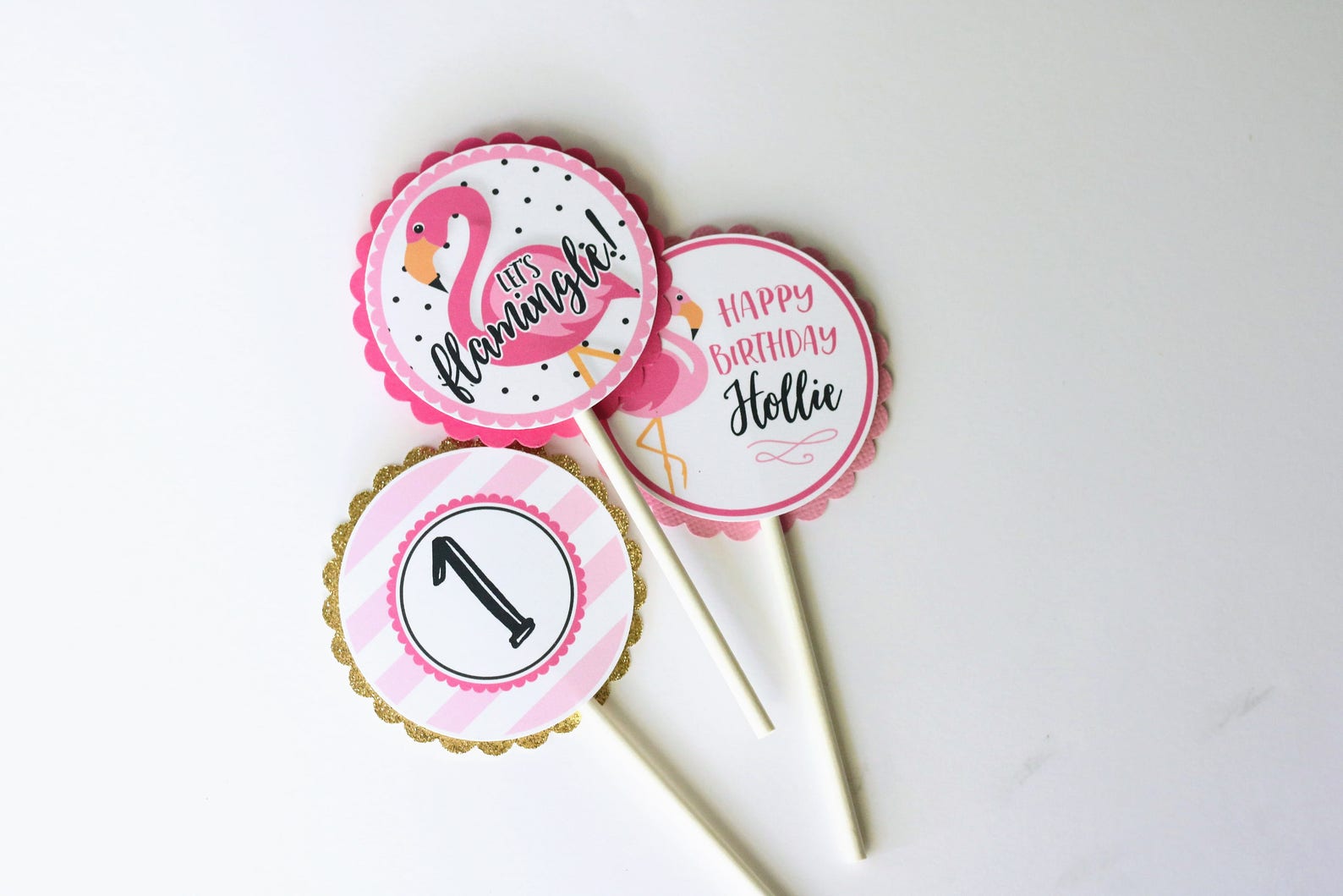 Flamingo Birthday Cupcake Toppers Tropical Birthday Party | Etsy
