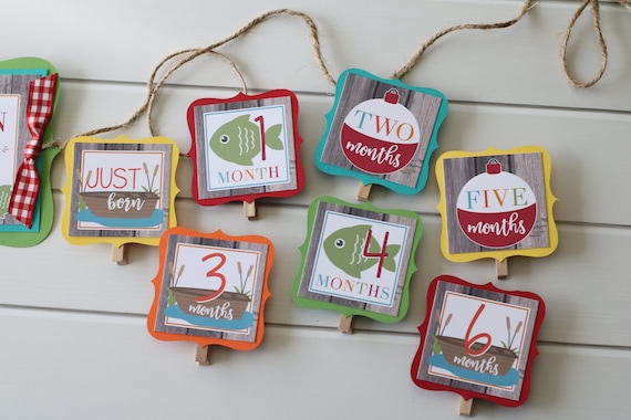 Fishing Birthday First Year Photo Banner Fishing First | Etsy