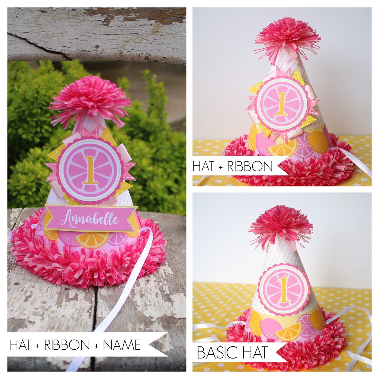 Pink Lemonade Party Hat First Birthday Birthday Party Hat | Etsy