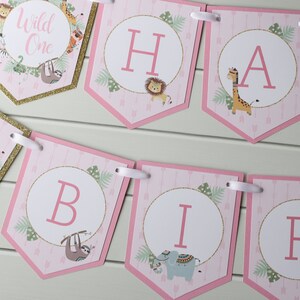 Tribal Jungle Animals Birthday Banner Boho Tribal Jungle Happy Birthday ...