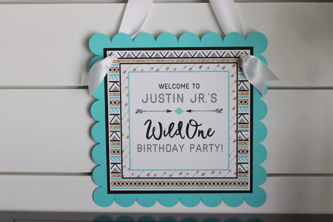 Wild One Tribal Boy Welcome Door Sign, Tribal Boy Birthday Decorations ...