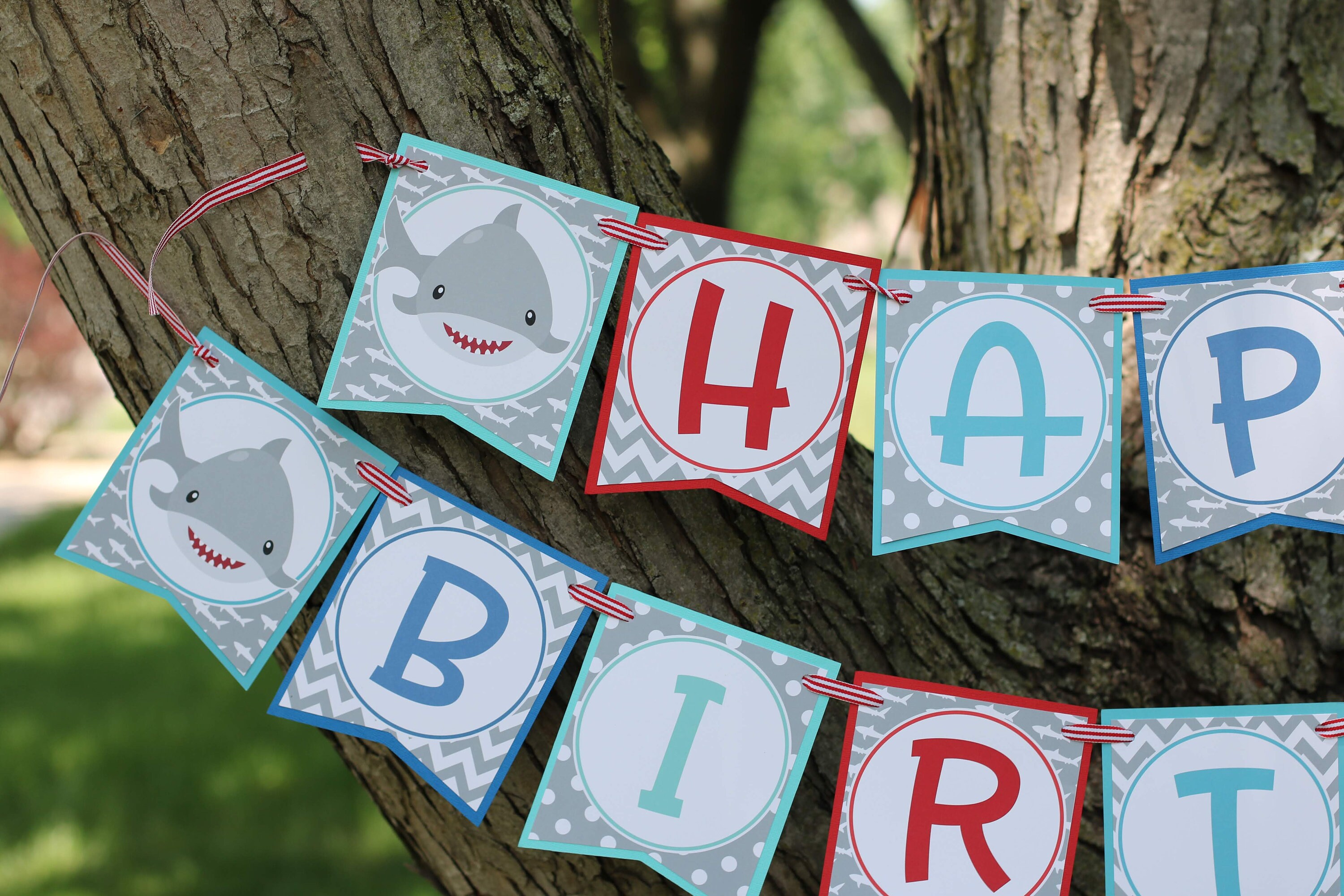 Shark Birthday Banner Shark Ocean Happy Birthday Banner - Etsy