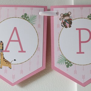 Tribal Jungle Animals Birthday Banner Boho Tribal Jungle Happy Birthday ...