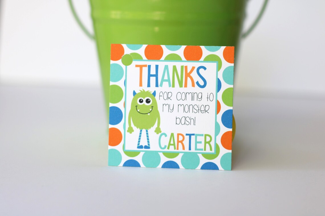 Monster Birthday Party Favor Tags/stickers Monster Birthday - Etsy