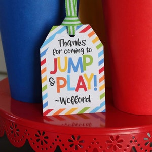 Bounce House Birthday Party Favor Tags/stickers - Rainbow Colorful Jump ...