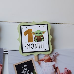 Baby Yoda First Birthday Photo Banner, One With the Force 12 Month ...