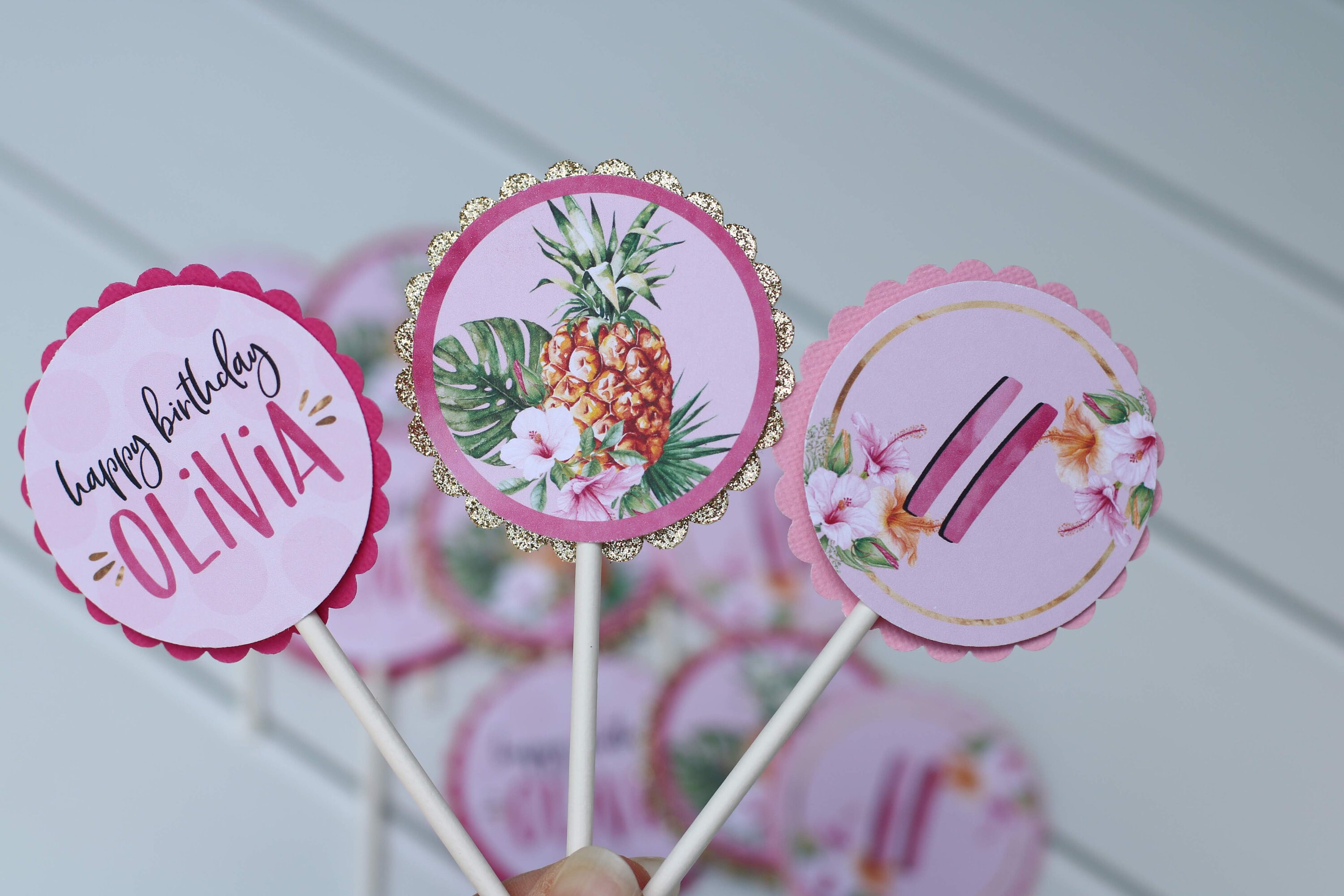 Pineapple Birthday Cupcake Toppers - Party Like a Pineapple Birthday ...