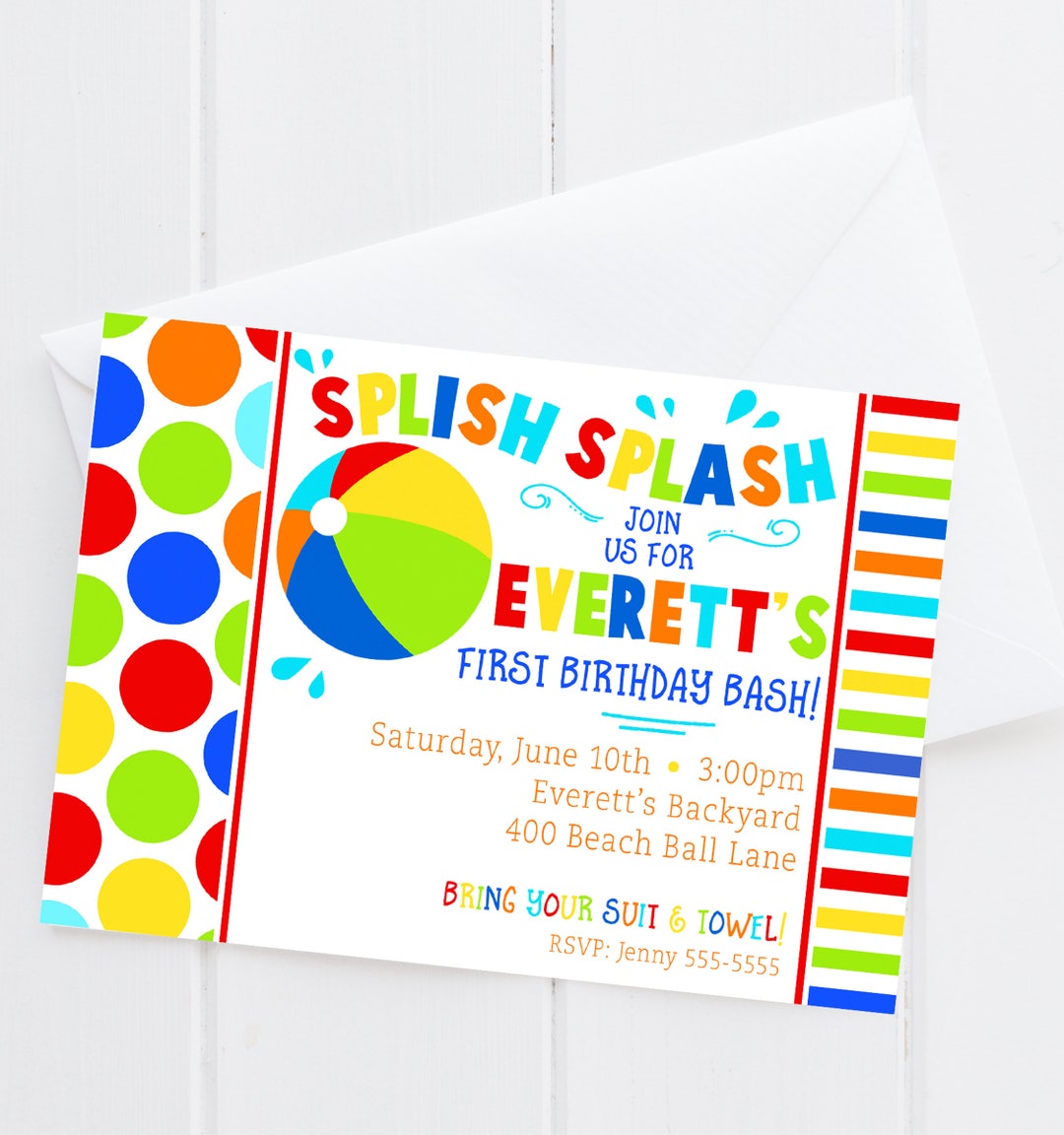Beach Ball Birthday Invitation - Pool Party Birthday - Boy First ...