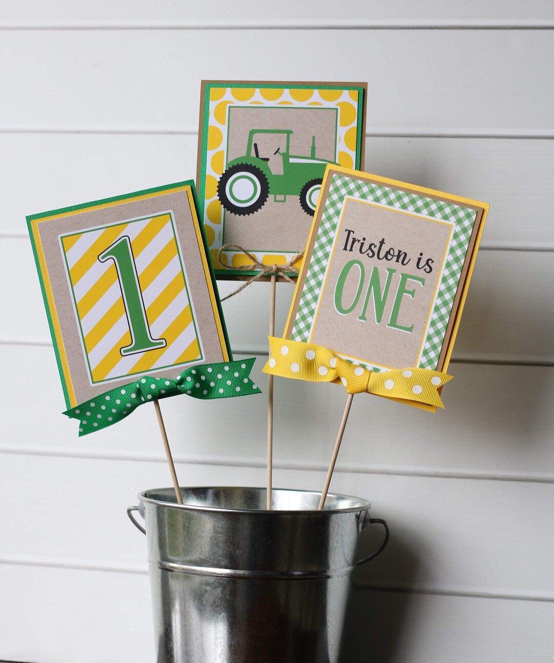 Tractor Birthday Party Centerpiece Sticks, Green & Yellow Tractor ...