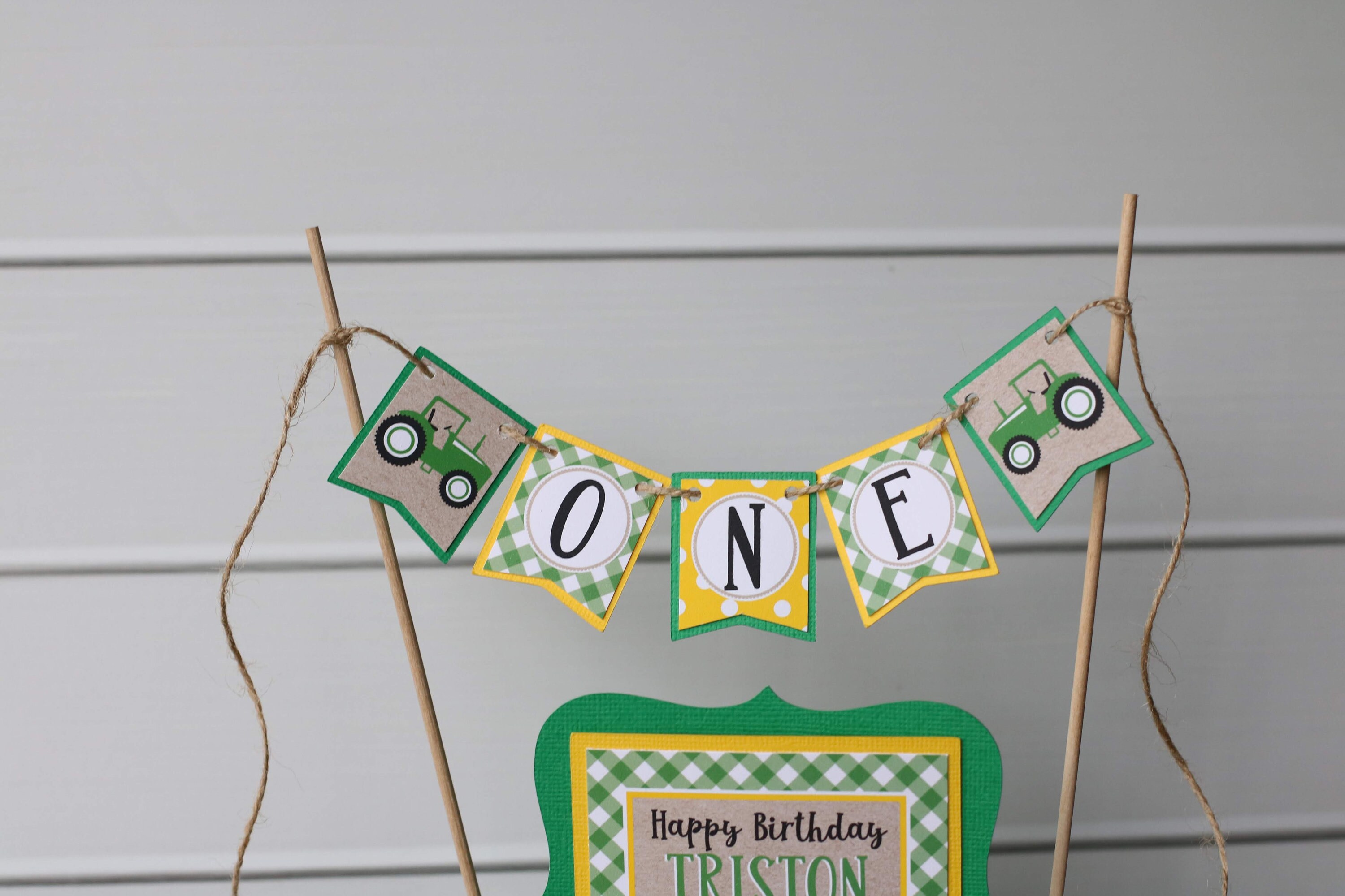 Green Tractor Cake Topper Set Cake Bunting & Topper Set - Etsy