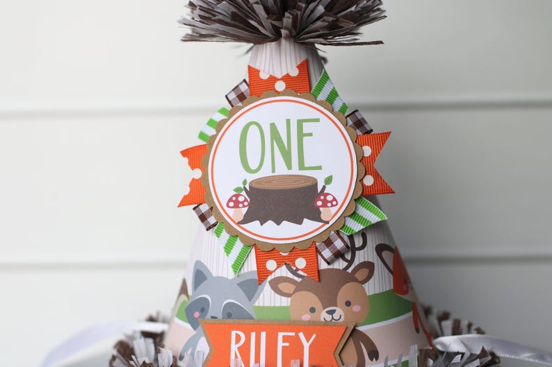 Woodland Animals Birthday Hat Fox Deer Raccoon Birthday - Etsy