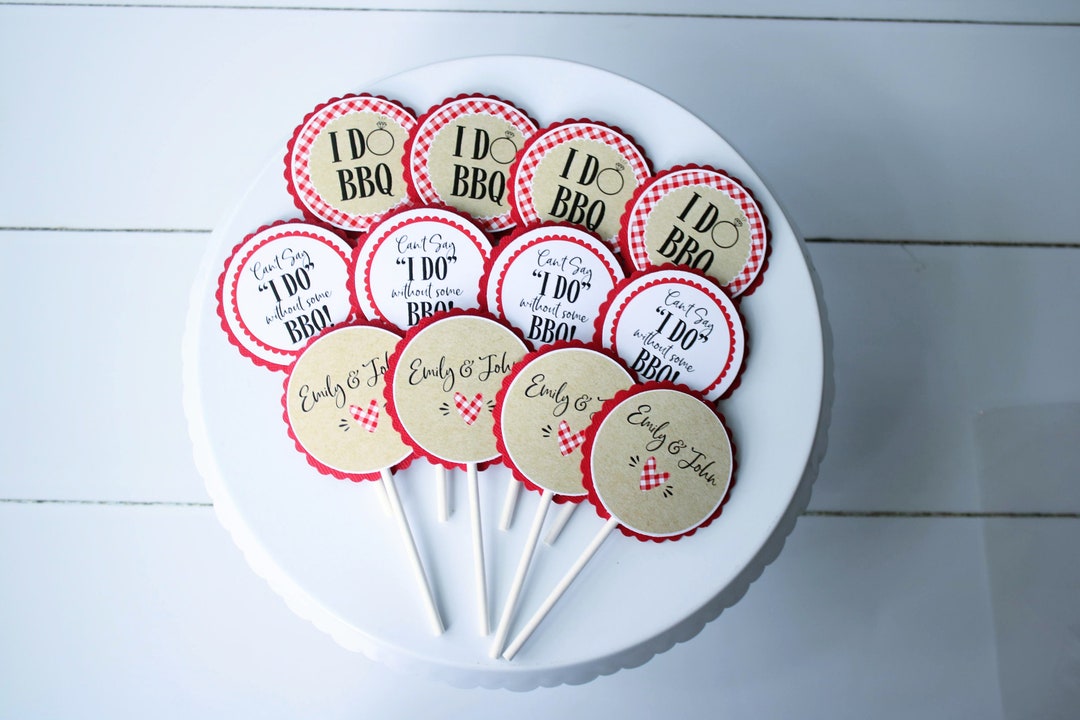 I Do BBQ Cupcake Toppers, Barbeque Bridal Shower Couples Shower Decor ...