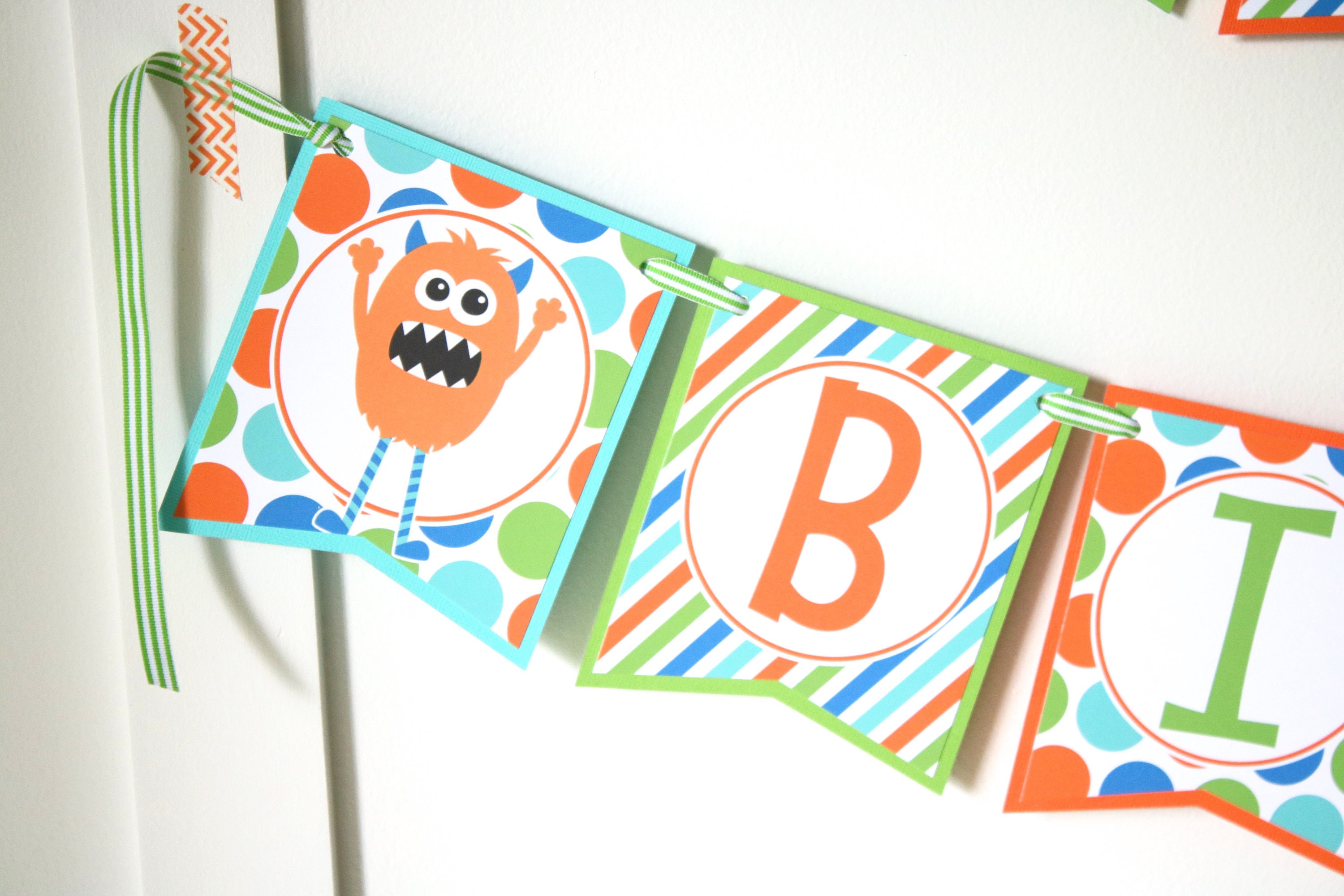 Monster Birthday Banner Little Monster Birthday Decorations - Etsy